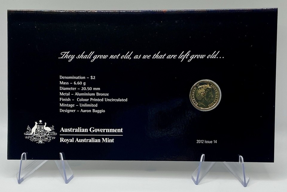 2012 REMEMBRANCE DAY $2 RED POPPY ‘C’ MINT MARK COIN PNC WITH MINISHEET ...