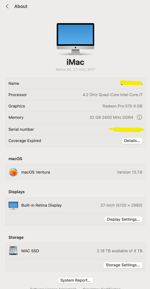 Apple iMac 27 inch 2017 5k Retina - 4 TB SSD- 4.2GHz Quad Core i7 ...