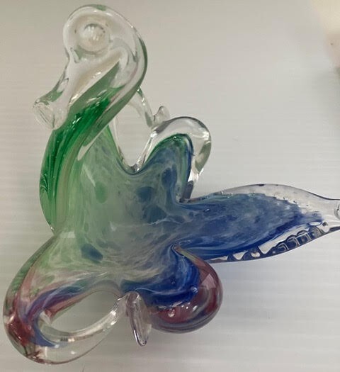 Vintage Italy Murano Style Hand Blown Green & Blue Crystal Swan. | eBay