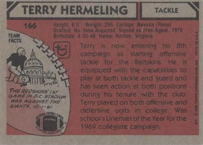 1980 Topps Terry Hermeling #166 for sale | eBay