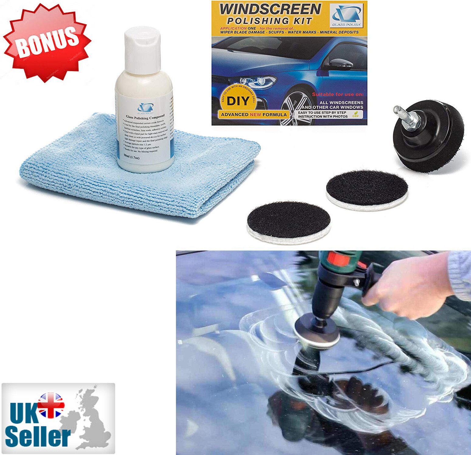 Windscreen Scratch Repair Kit Glass DIY Remover Car Care Remove Marks ...