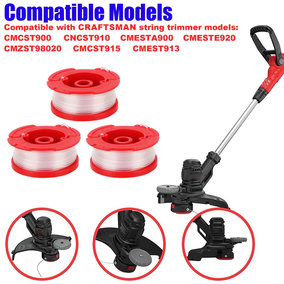 3x 30ft Replacement String Weed Grass Trimmer Line Spool For Craftsman ...