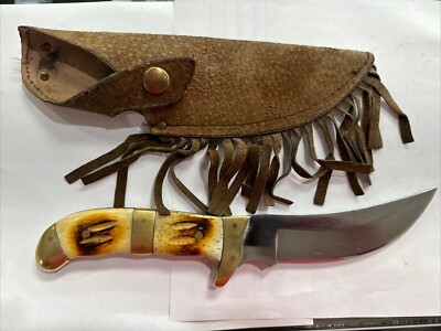 Large Custom Hand Made Knife, 10 Inch & Leather Sheath Heavy Duty | eBay