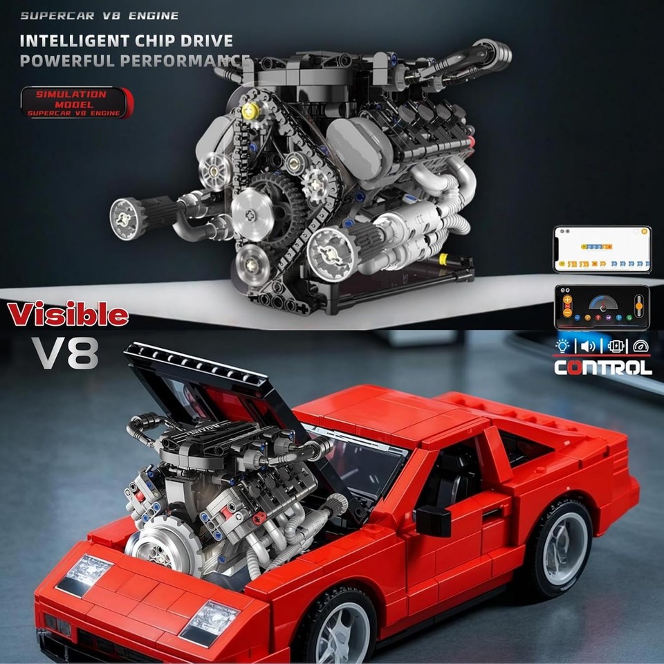 V8 Engine Building Kits That Runs with Motor - 715+Pcs Build Your Own ...