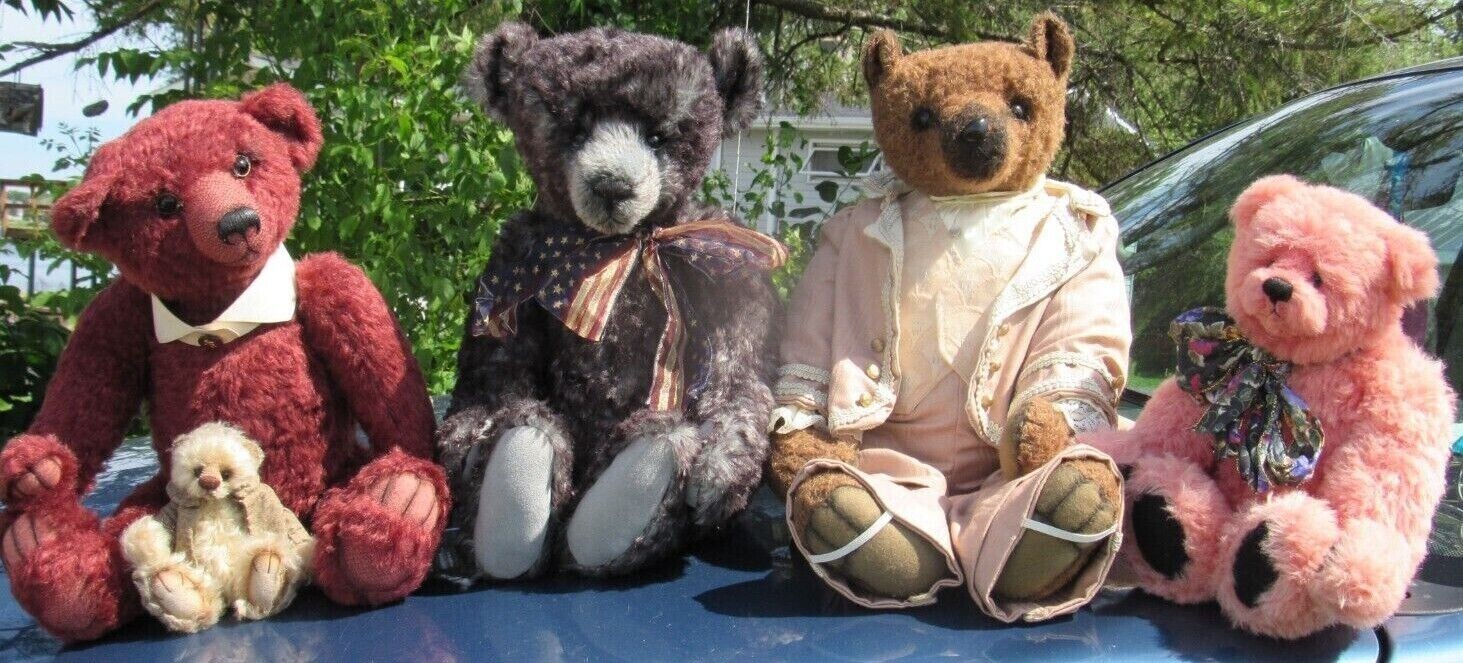 VINTAGE TEDDY BEAR KAURI ARTIST ROBIN RIVE NEW ZEALAND 8" GOLD MOHAIR W ...