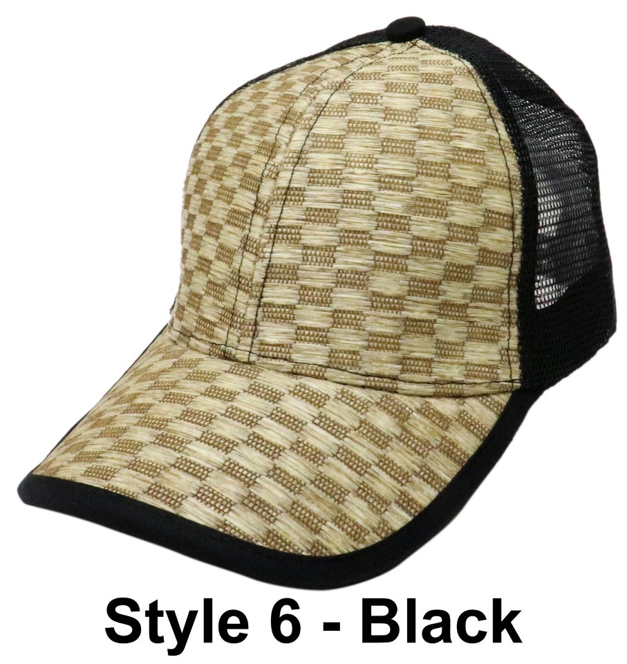 Men Women New Wicker Straw Woven Baseball Cap Curved Visor Summer Hat ...