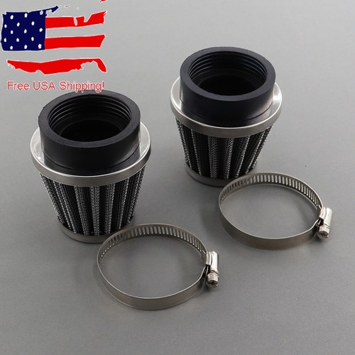 2 Washable Tapered 48-50mm Chrome Pod Air Filter Motorcycle Cafe Racer ...