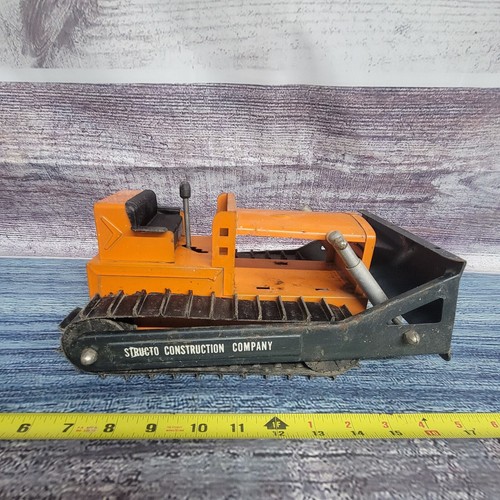 Vintage Structo pressed steel tracked Crawler orange and black | eBay