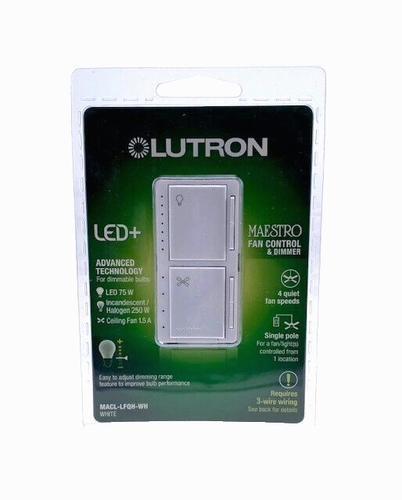 Lutron MACL-LFQH-WH Maestro Fan Control and Light Dimmer | eBay