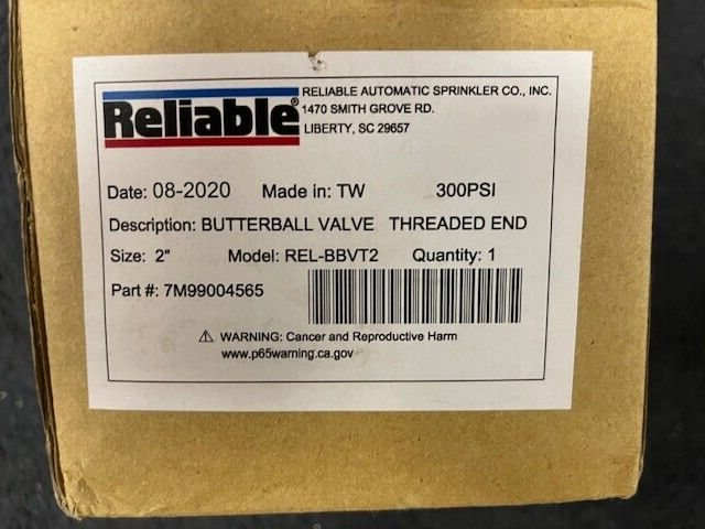 Reliable 2" Butterball Valve REL-BBVT2 Part# 7M99004565 | eBay