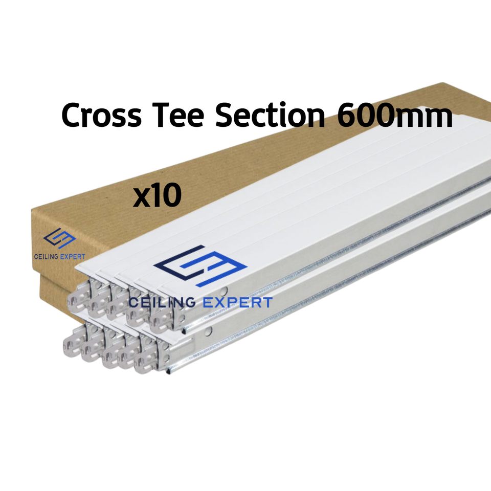 10x White Cross Tee Section 600mm x 24mm Suspended Ceiling Grid System ...