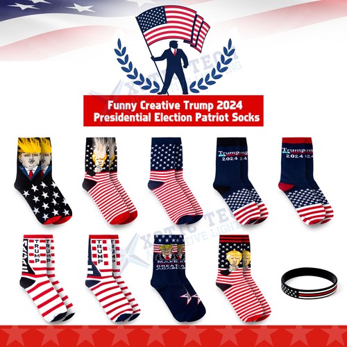 Donald Trump 2024 President MAGA Socks Men's Women's Cotton Novelty ...