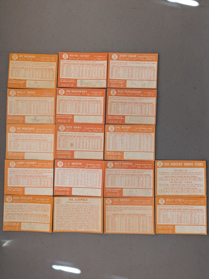 1964 Topps Baseball Lot Of 17 Cards MLB No Dupes Not All Commons | eBay