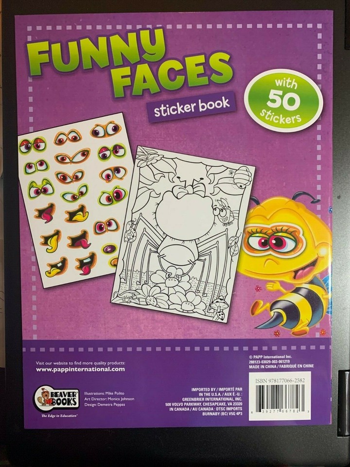 FUNNY FACES STICKER BOOK BUGS WITH 50 STICKERS BRAND NEW FUN FOR KIDS ...