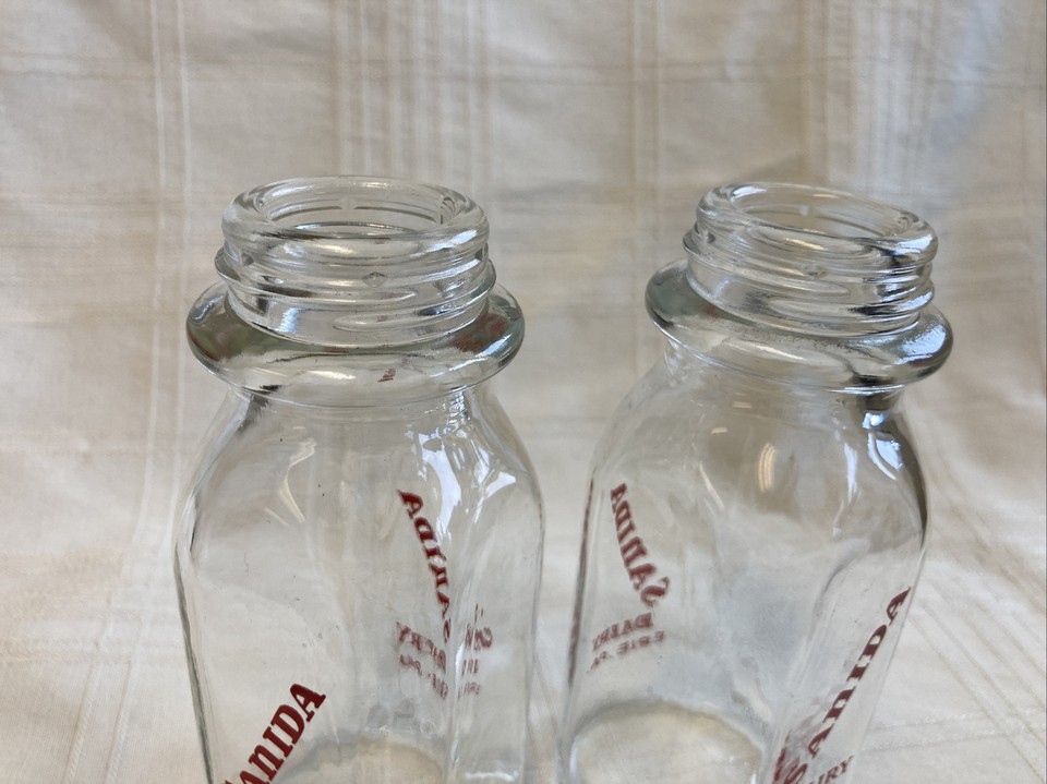 Lot Of 2 Vintage Half Pint Milk Bottles Sanida Dairy Erie Pennsylvania Bottle | eBay