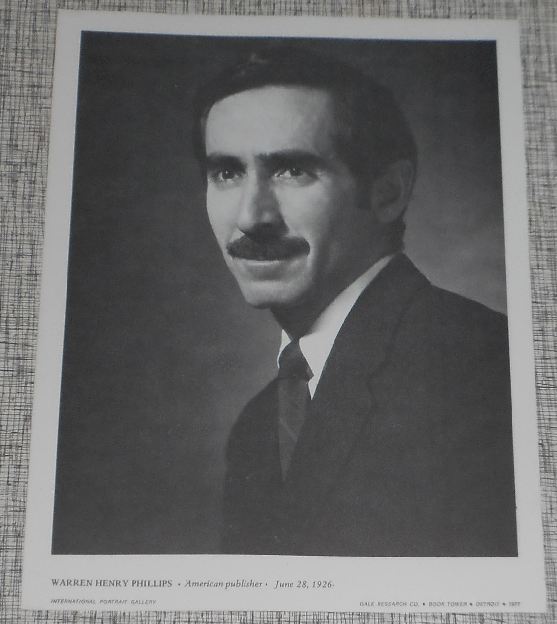 Warren Phillips - Publisher 1977 International Portrait Gallery Print ...