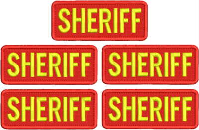 5 sheriff embroidery patches 2x5 hook red with yellow letters | eBay