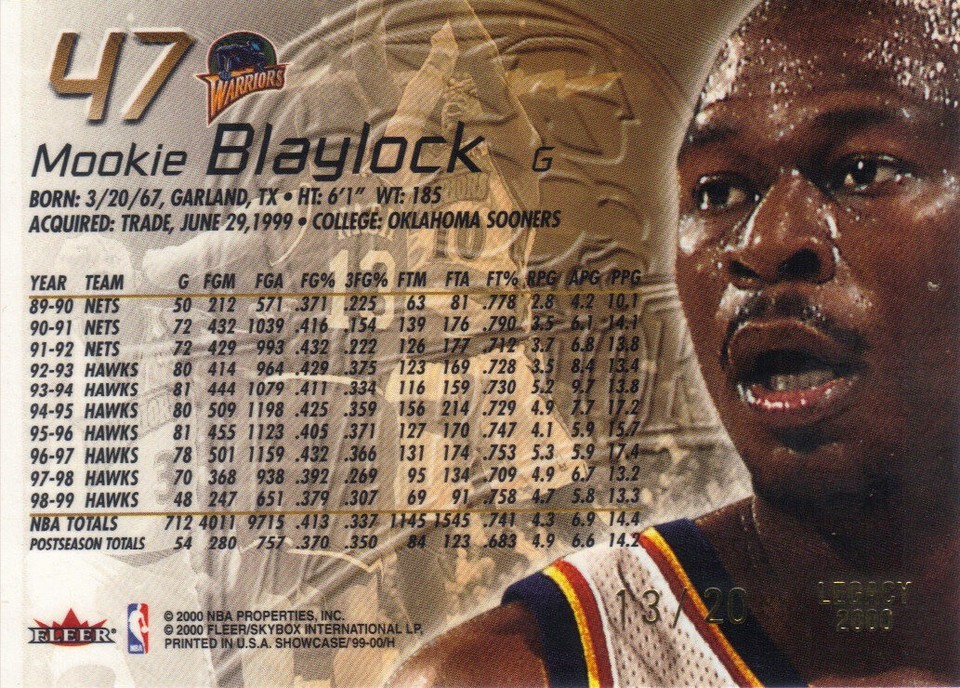 1999-00 Flair Showcase Legacy Collection # 47 Mookie Blaylock # 13/20 ...