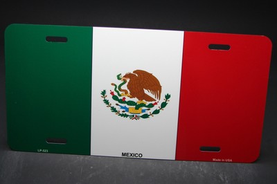 MEXICAN FLAG METAL CAR LICENSE PLATE MEXICO, BANDERA MEXICANA PLACA ...