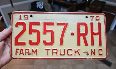 1970 North Carolina Farm Truck License Plate 70 NC Tag # 2557-RH | eBay