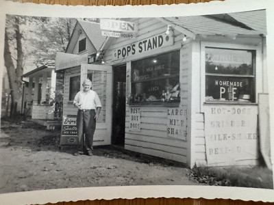 VINTAGE BLACK & WHITE PHOTO POPS STAND OLDER MAN STANDS PROUD FRONT OF ...