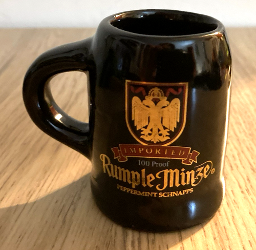 Rumple Minze Import Peppermint Schnapps Shot Glass Black Mini Mug ...