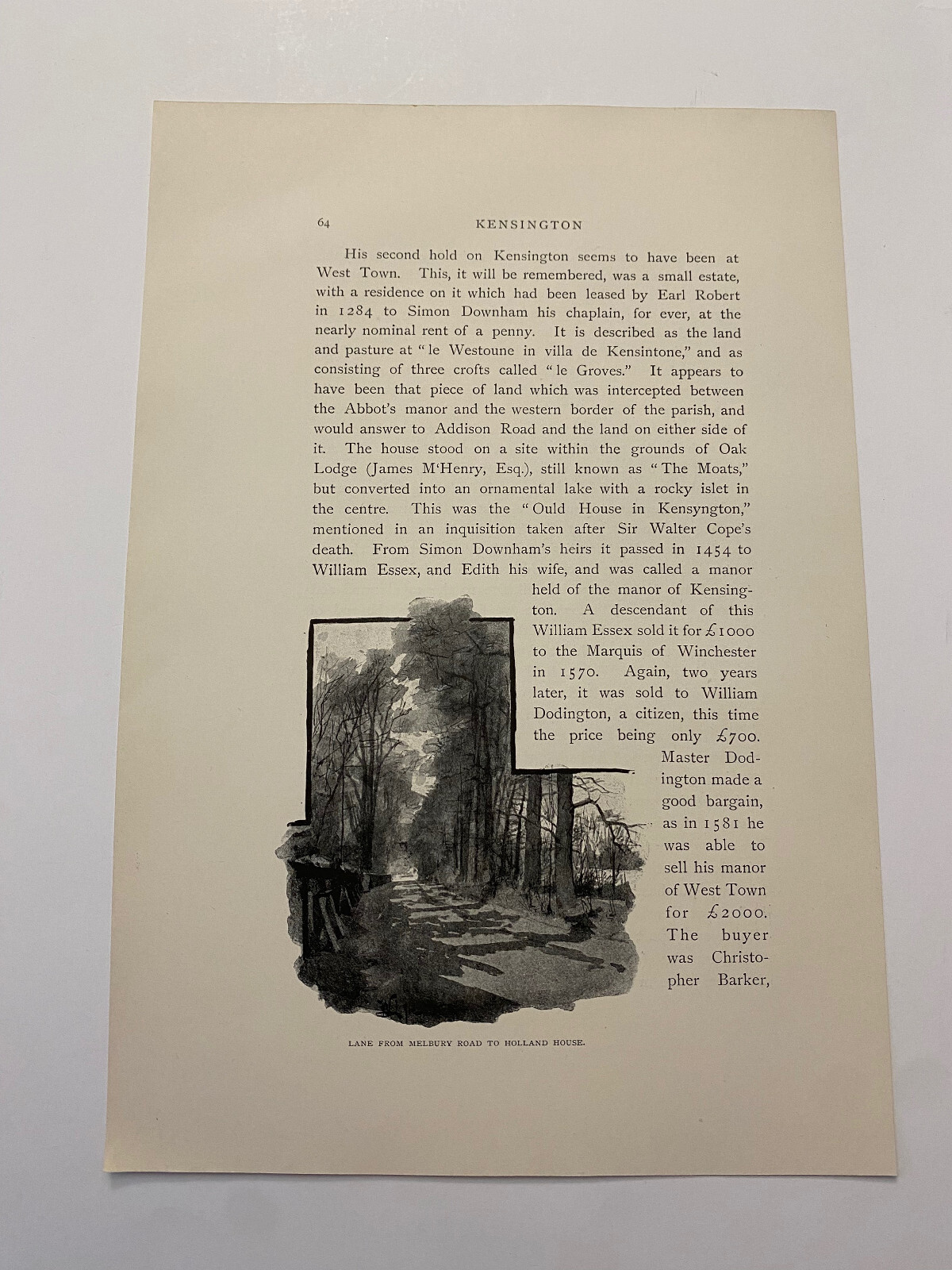 Tree Lane Melbury Road to Holland House Kensington London England c ...