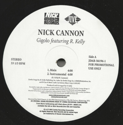 Nick Cannon Featuring R. Kelly - Gigolo - Nick Records, Jive - JDAB ...
