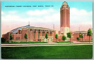 Auditorium Tower Fort Worth Texas TX UNP Unused Linen Postcard F6 | eBay