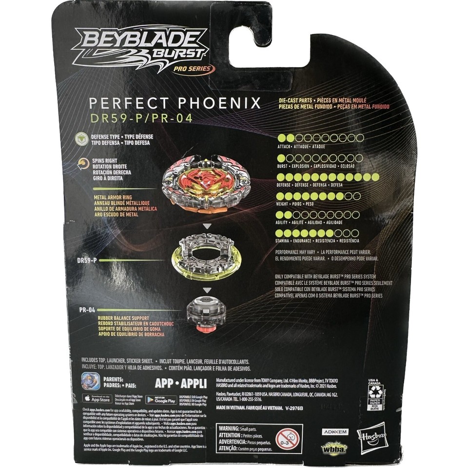 Hasbro Perfect Phoenix 8'Proof Friction Burst Surge Pro Series Beyblade ...