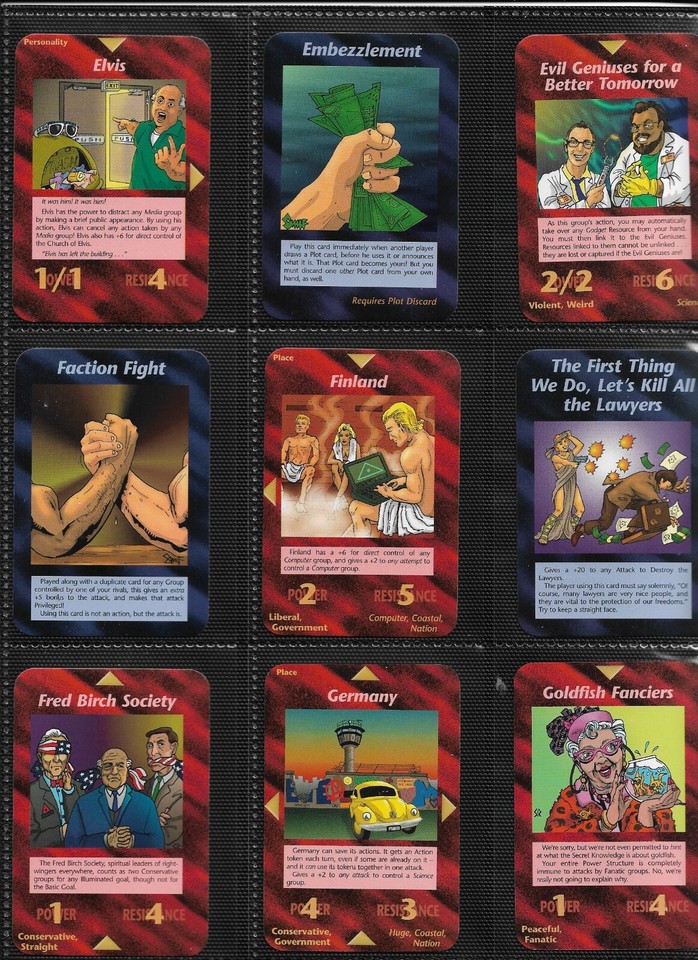 ALL 100 RARES SET UnLIMITED 1995 Illuminati INWO Card Game New World ...