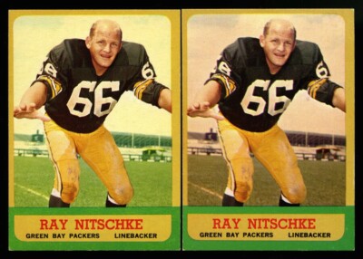 1963 TOPPS #96 RAY NITSCHKE CENTERED BOTH VARIATIONS (2) HIGH GRADE ...