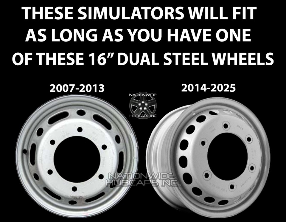 4 fits Sprinter Van 2007-2024 Black 16" Dual Wheel Simulators Dually ...