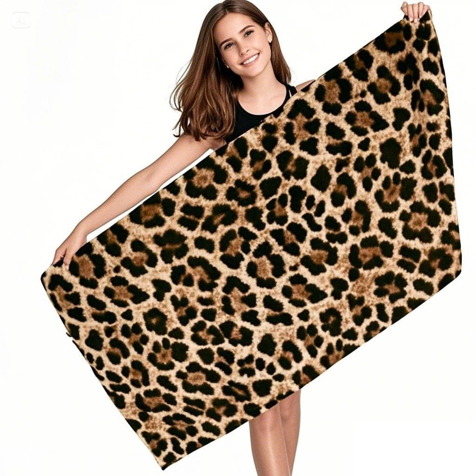 Cheetah Print Beach Towel, 24" x 48" Small Size Leopard Towel for Women ...
