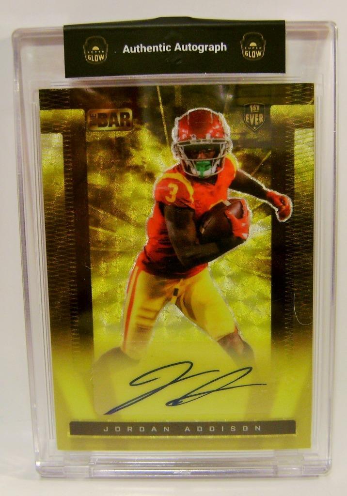 JORDAN ADDISON TRUE 1/1 GOLD SUPERFRACTOR FOOTBALL SUPER GLOW 1ST EVER ...
