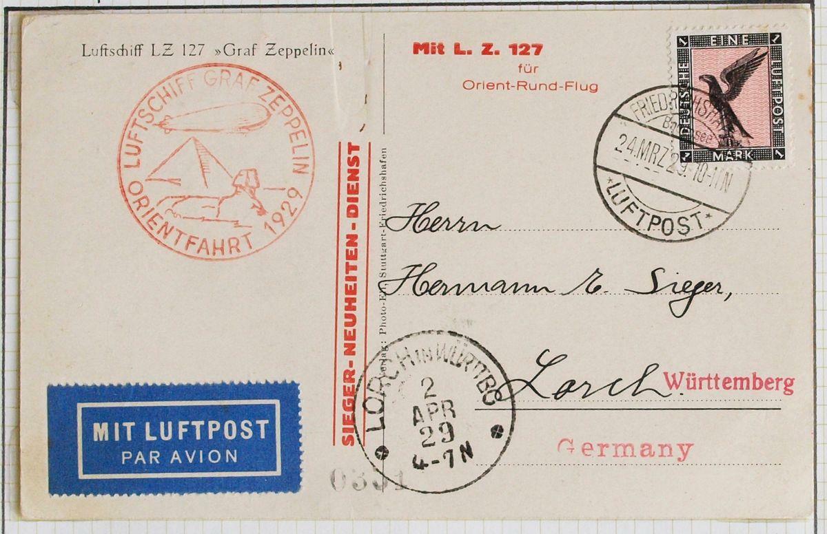 GERMANY to PALESTINE to GERMANY 1929 ZEPPELIN, Orientfahrt Orient ...