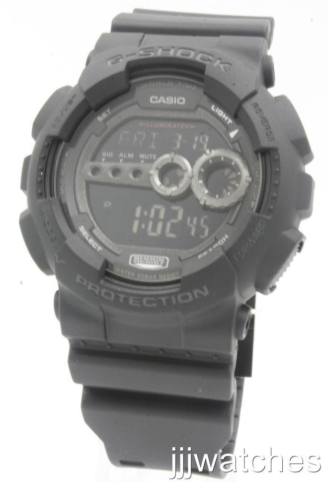Casio G-Shock World Time Black Rubber Super Illuminator Watch 53mm ...