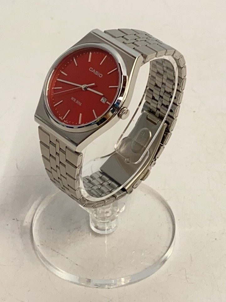 CASIO MTP-B145D-4A2VDF Watch Analog Stainless Steel Red Dial Excellent ...