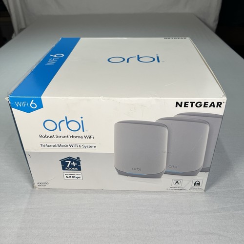 Netgear Orbi Whole Home Tri-Band WiFi 6 Mesh Network System RBK753P, 2 ...