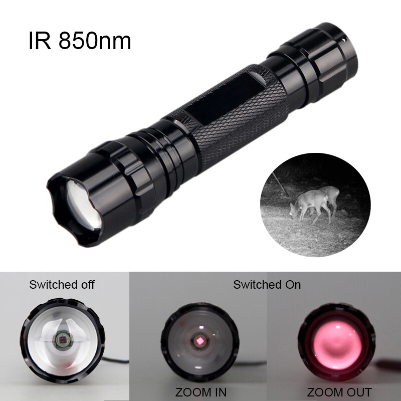 5W 500Yard Infrared IR 850nm Flashlight LED Hunting Light Night Vision ...