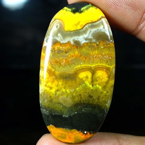 65.55Cts Genuine Eclipse Bumble Bee Jasper Gemstone Oval Cabochon 25x ...