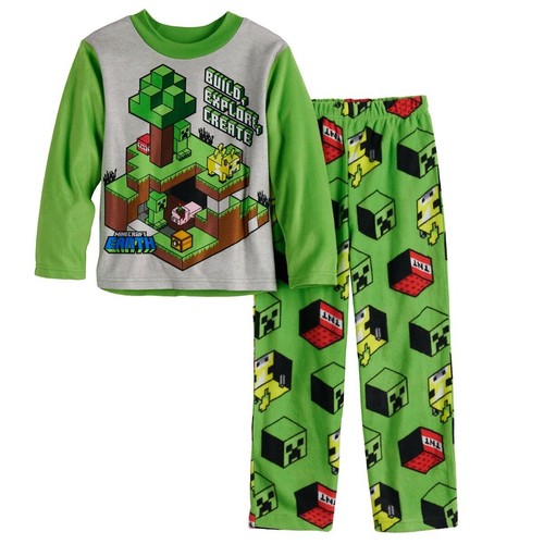 MINECRAFT Pajamas Size 6, 8, 10 12 Small Medium Large Boys Fleece ...