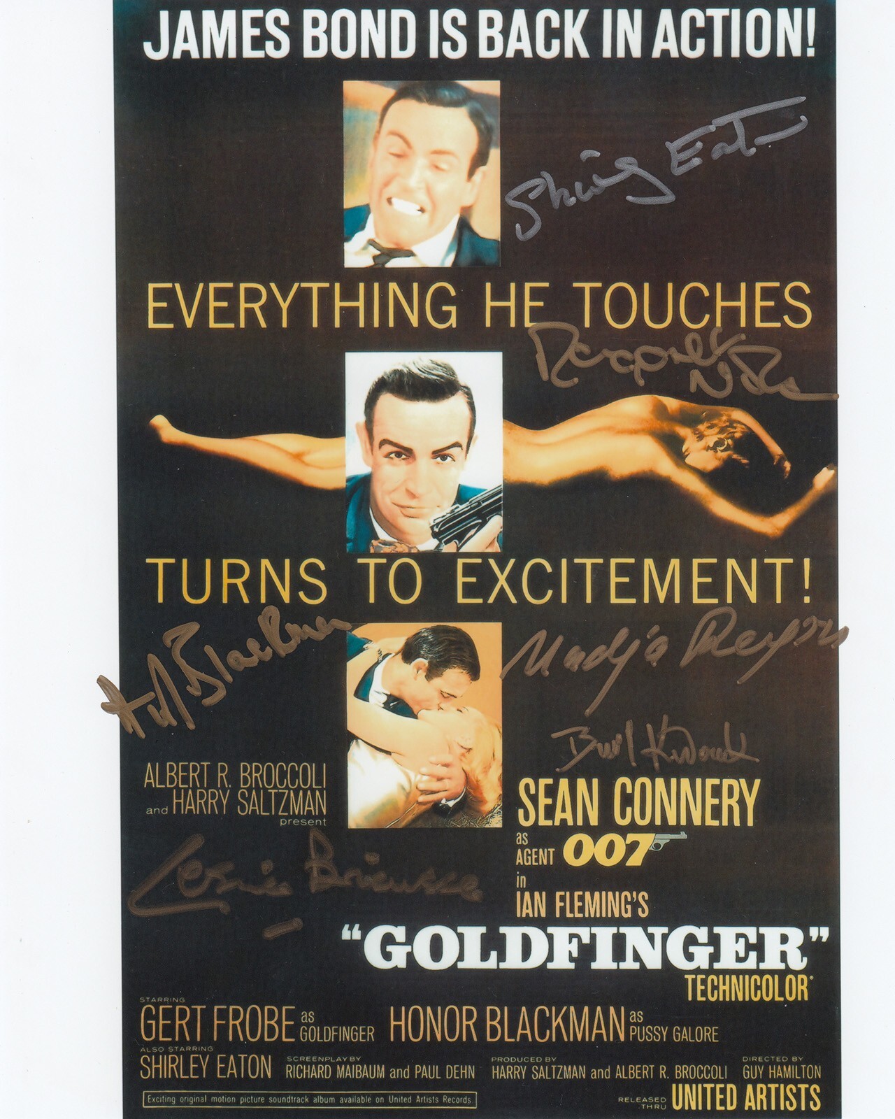 JAMES BOND - GOLDFINGER Poster Photo Signed by 6 Inc Eaton, Kwouk ...