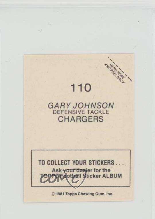 1981 Topps Album Stickers Gary Johnson #110 | eBay