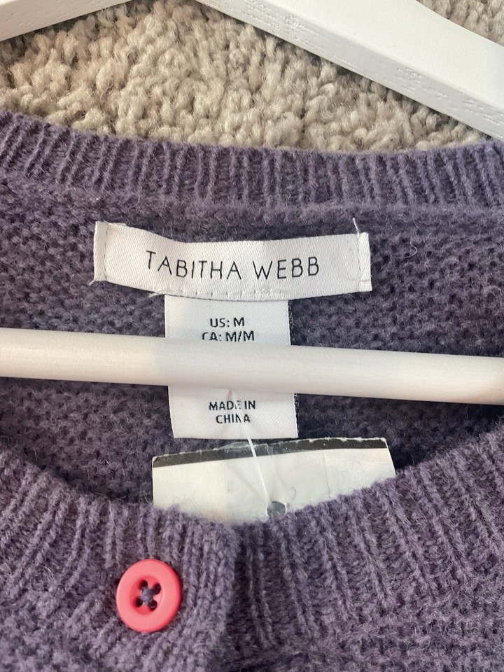 NWT Tabitha Webb Lambswool Blend Cardigan Size Med Preppy Artsy Women ...