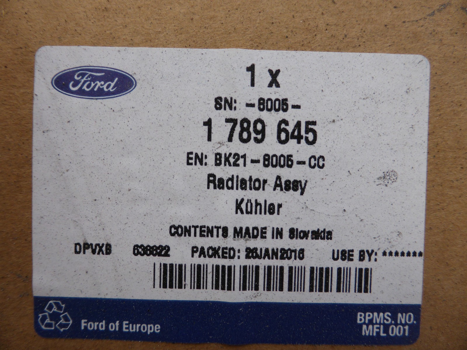 GENUINE FORD TRANSIT MK8 WATER RADIATOR TO FIT SOME 2014 ON PART NUMBER ...