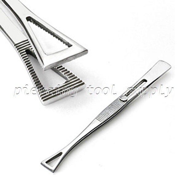 Triangular-Jaw Standard Pennington Non-Slotted Tweezer Body Piercing ...