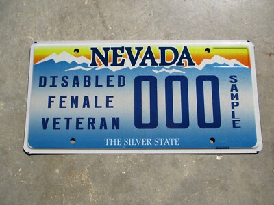 Nevada Disabled Female Veteran Sample license plate # 000 | eBay