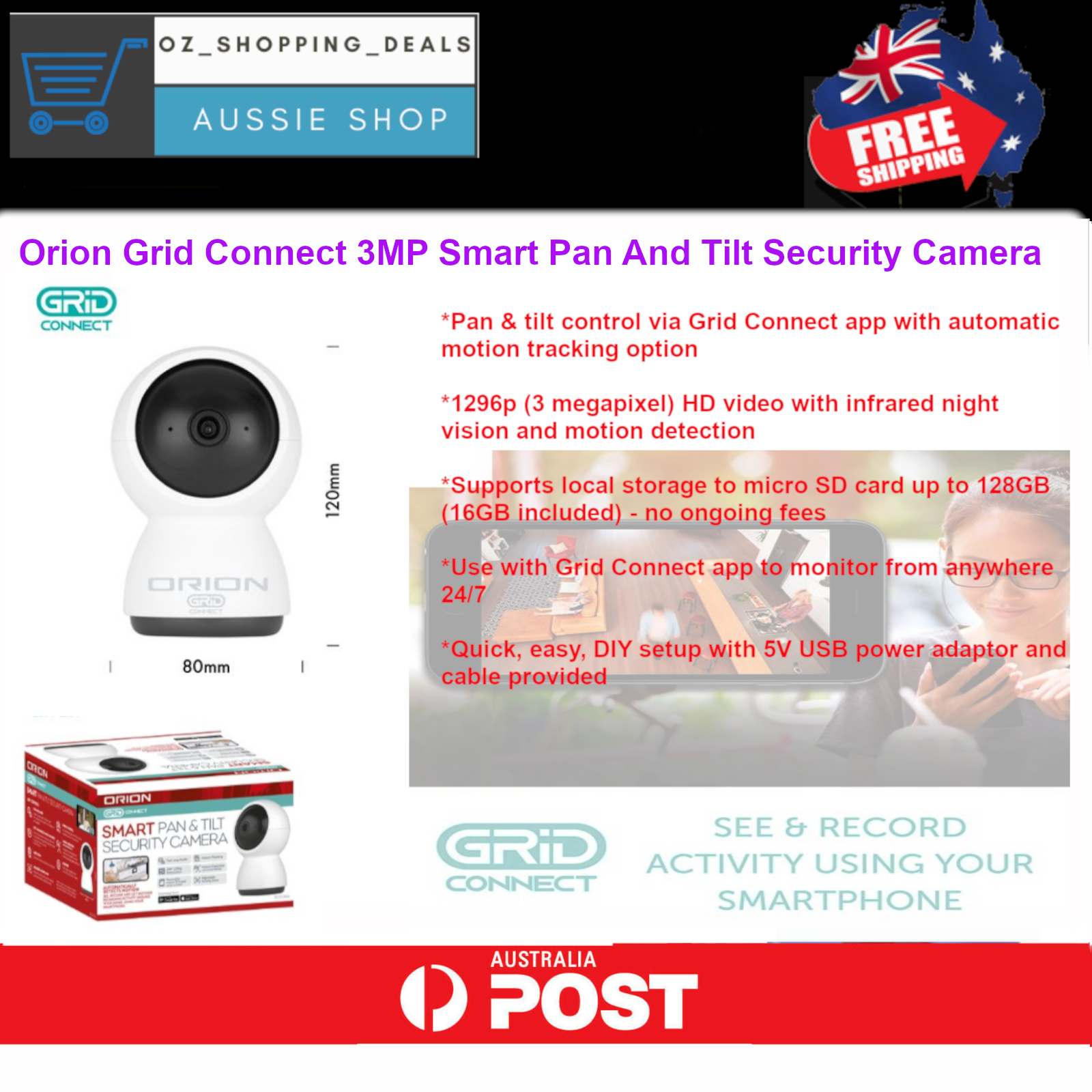 New Orion 1296p 3MP Smart HD Grid Connect Pan And Tilt Security Camera ...
