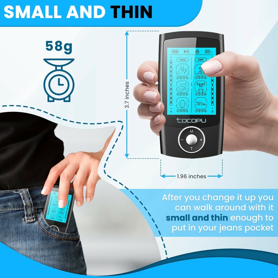 COCOPU 24 Modes Tens Unit Muscle Stimulator Machine Pulse Massager Pain ...
